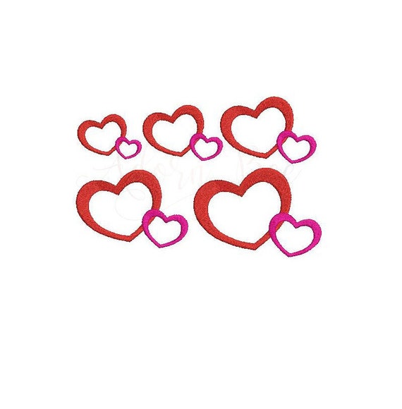 Double Hearts Embroidery Design - 5 Sizes - Two Hearts Intertwined ...