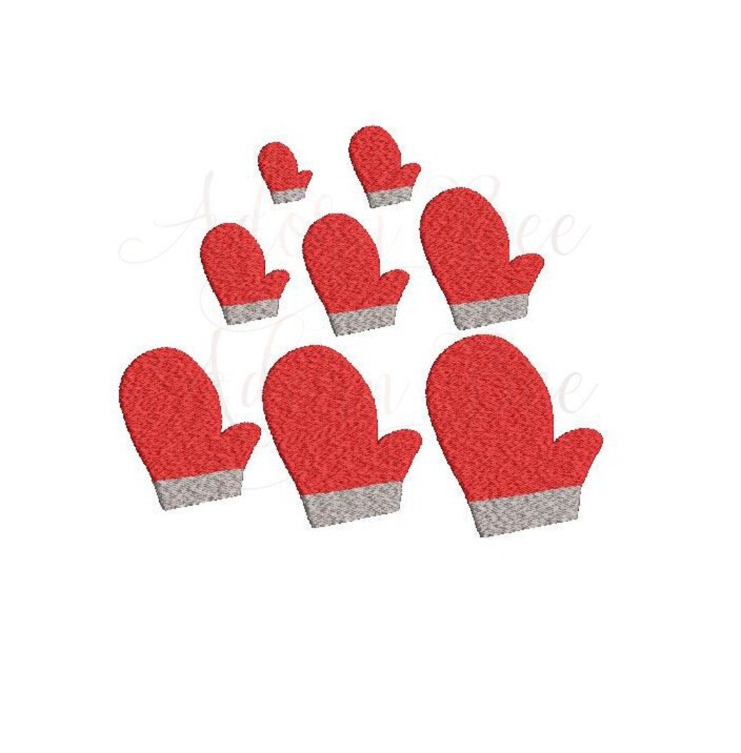 Mini Mitten Embroidery Design - 8 Sizes - Winter Christmas Mitten Glove ...