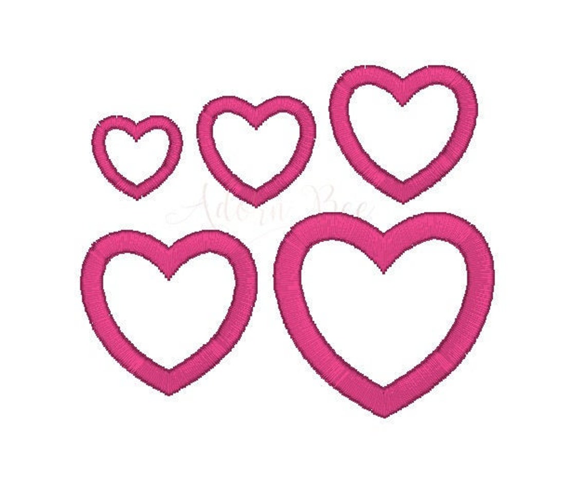 Mini Heart Outline Embroidery Design 5 Sizes Dst Exp Hus | Etsy