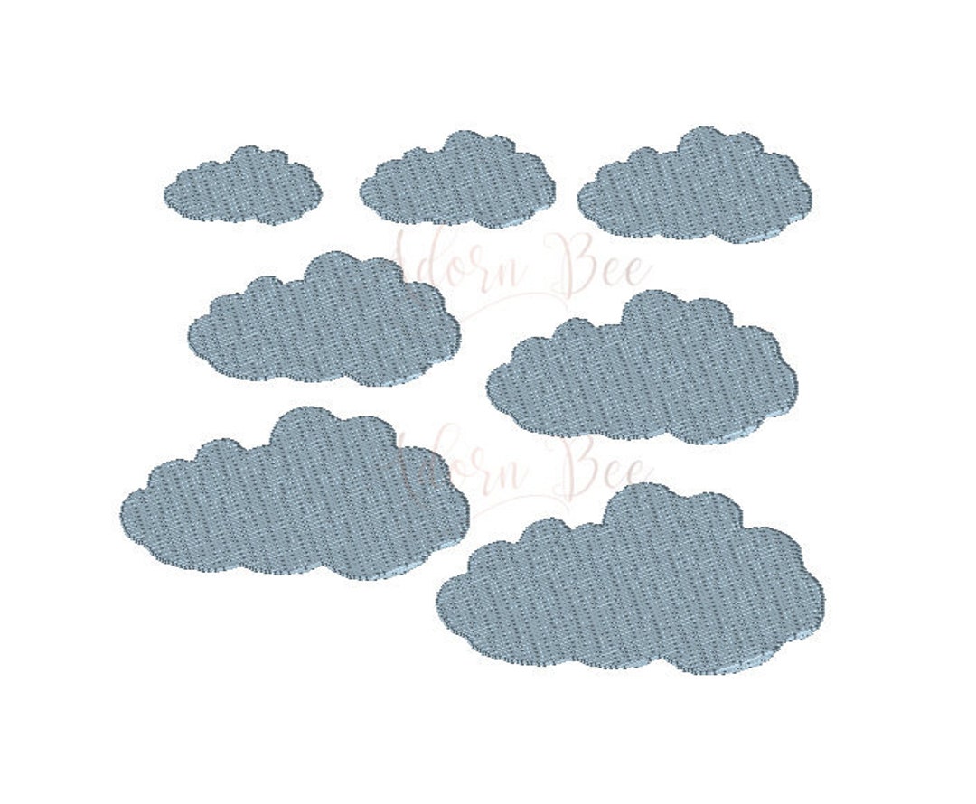 Mini Cloud Embroidery Design - 7 Sizes - Weather Sky - Dst Exp Hus Jef ...