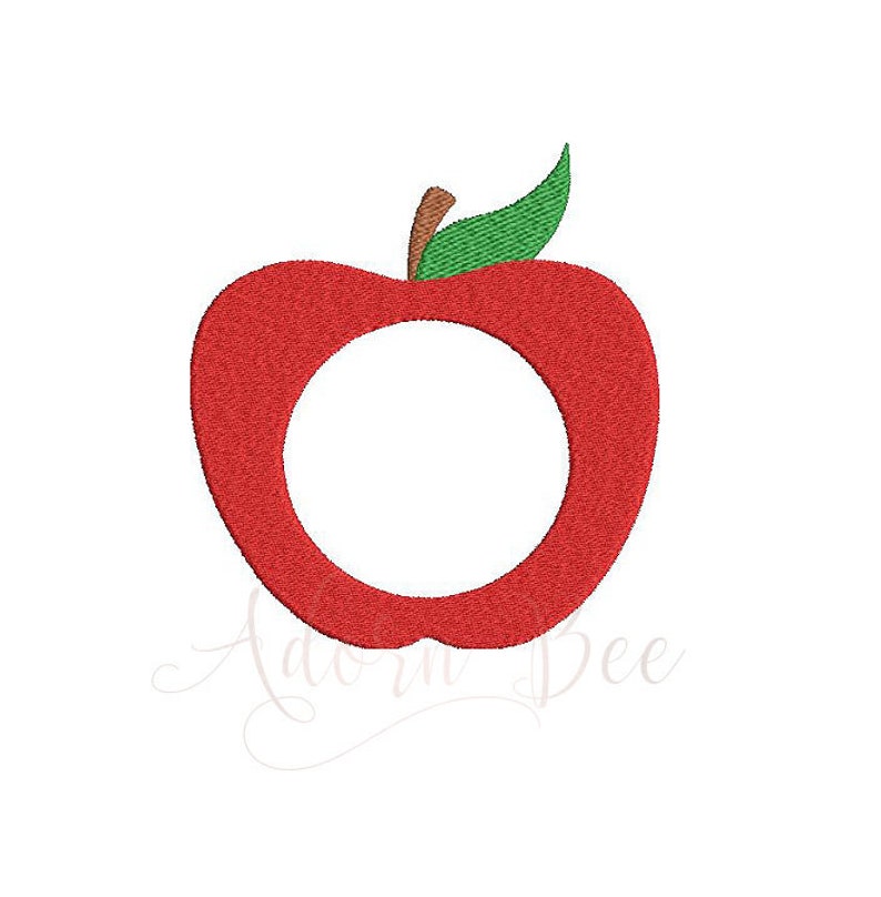 Apple Circle Frame Embroidery Design 7 Sizes Initial | Etsy