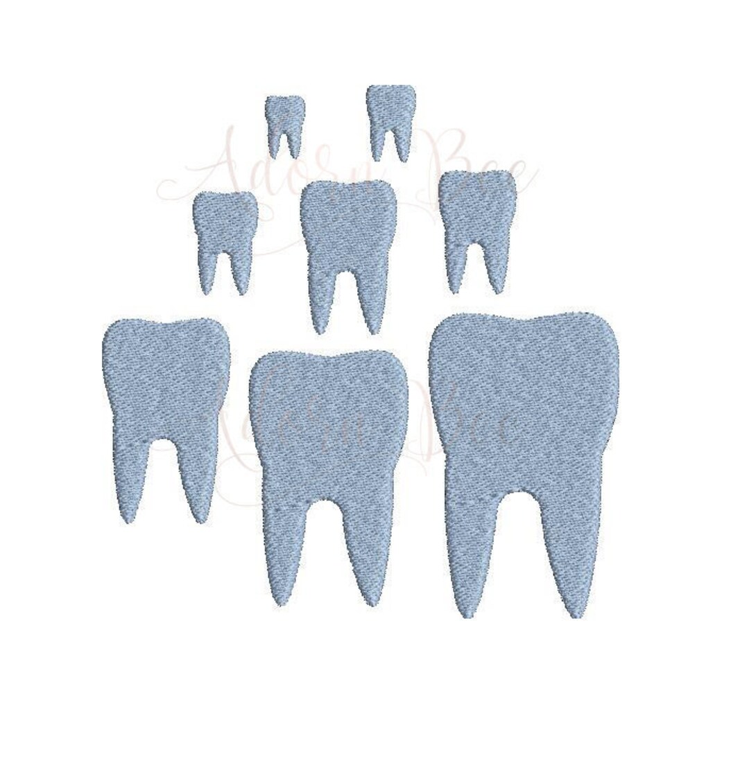 Mini Tooth Embroidery Design - 8 Sizes - Tooth Fairy Dental Teeth - Dst ...