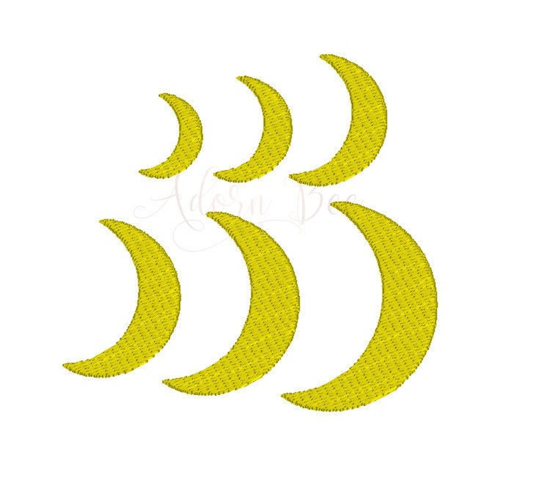 Crescent Moon Embroidery Design - 6 Sizes - Mini Moon Night Sky - Dst ...