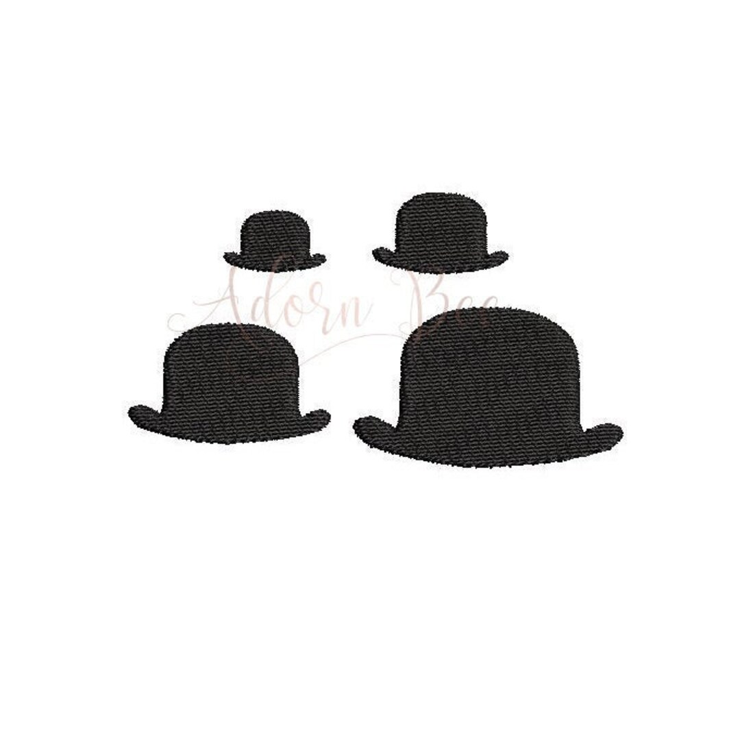 Mini Bowler Hat Embroidery Design - 4 Sizes - Derby Round Top Hat - Dst ...