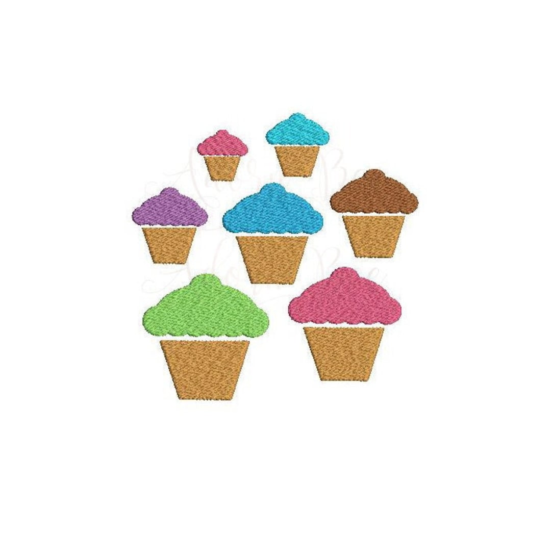 Mini Cupcake Embroidery Design 7 Sizes Party Food Birthday Dst Exp Hus ...