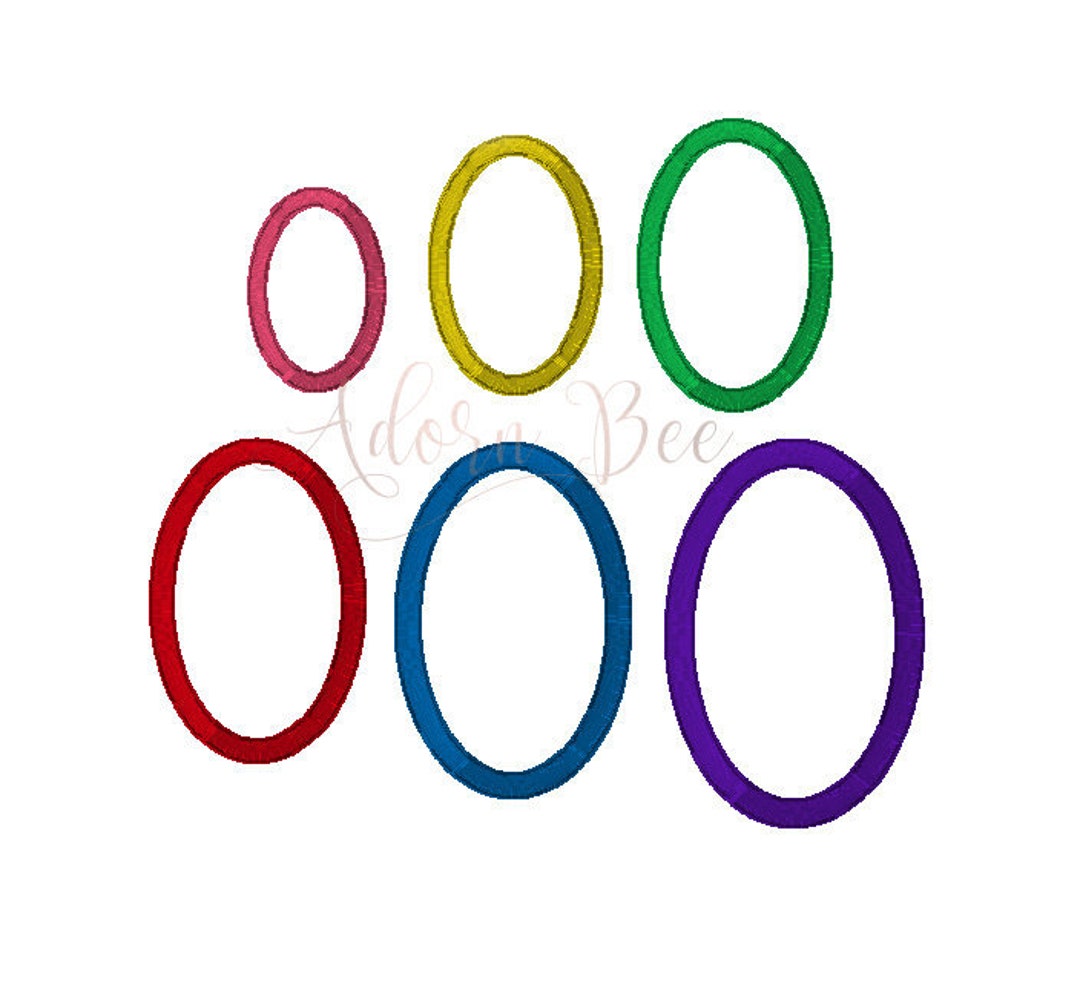 Mini Oval Outline Embroidery Design - 6 Sizes - Initial Letter Frame ...