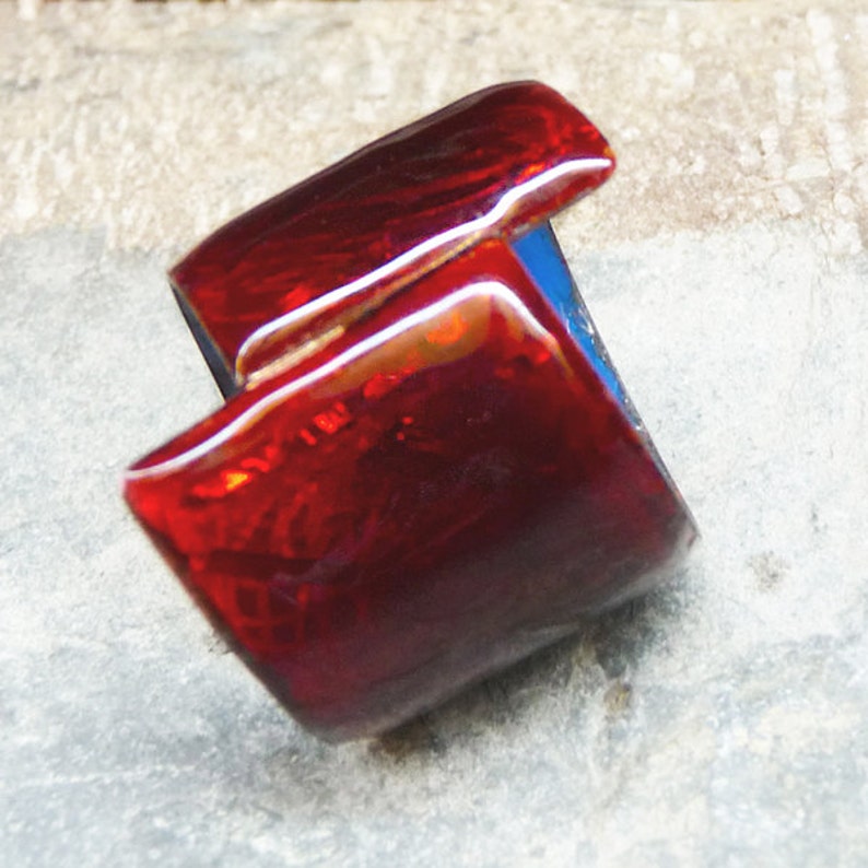 Open Glossy Scarlett Enamel Ring With Gold Inserts - Etsy