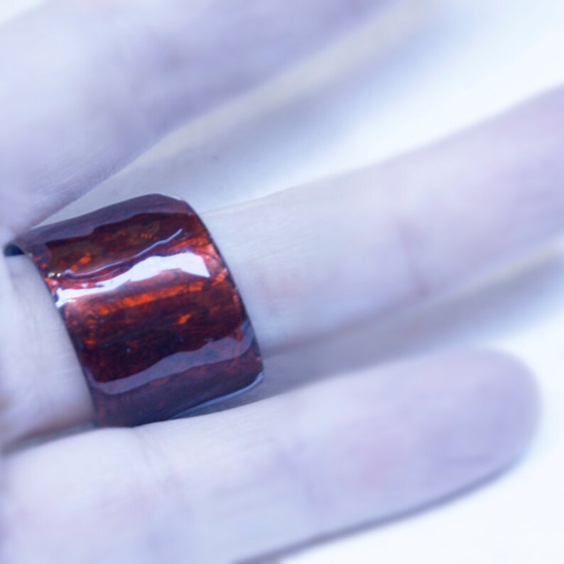 Open Glossy Scarlett Enamel Ring With Gold Inserts - Etsy