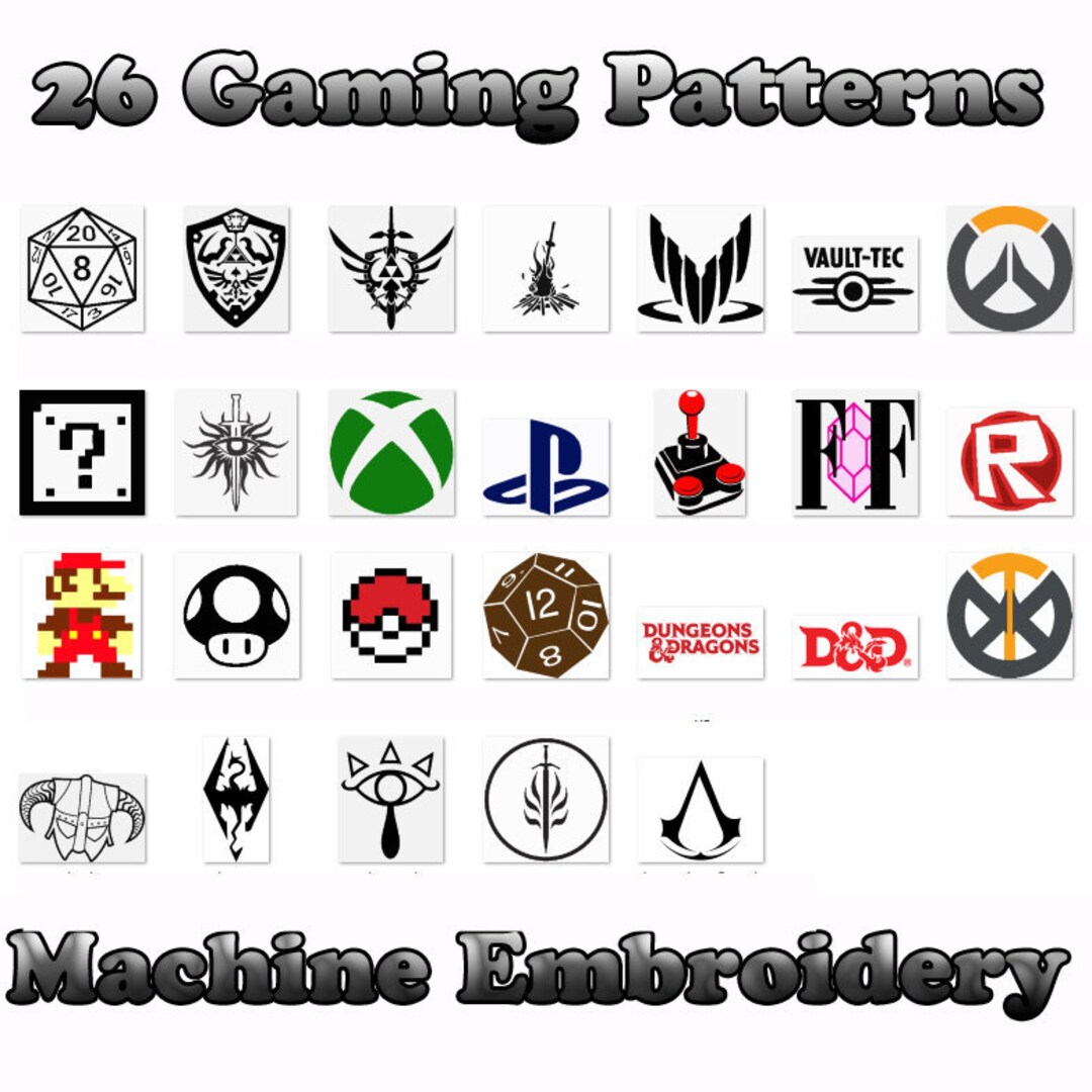 26 Gaming Gamer Embroidery Designs Pes, Xxx, Hus, Dst, Jef, Exp, Vip ...