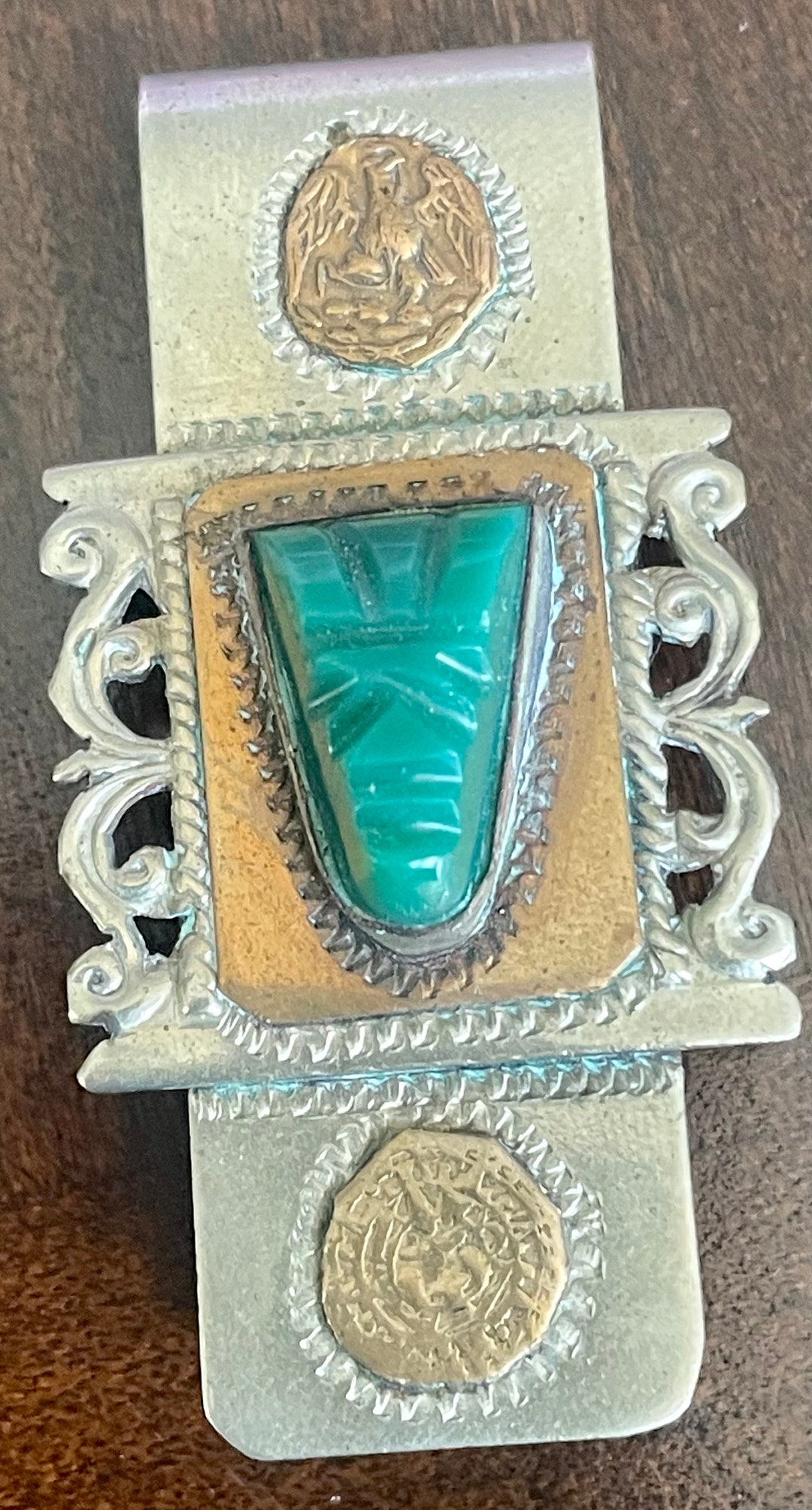 TAXCO Mexico 925 Sterling Green Onyx Mayan AZTEC Money Clip - Etsy