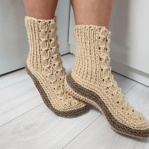 Wool Socks, Natural Wool Socks, Handmade Socks, Knitted Slippers, Sheep ...