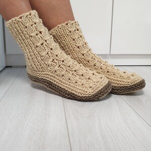 Wool Socks, Natural Wool Socks, Handmade Socks, Knitted Slippers, Sheep ...