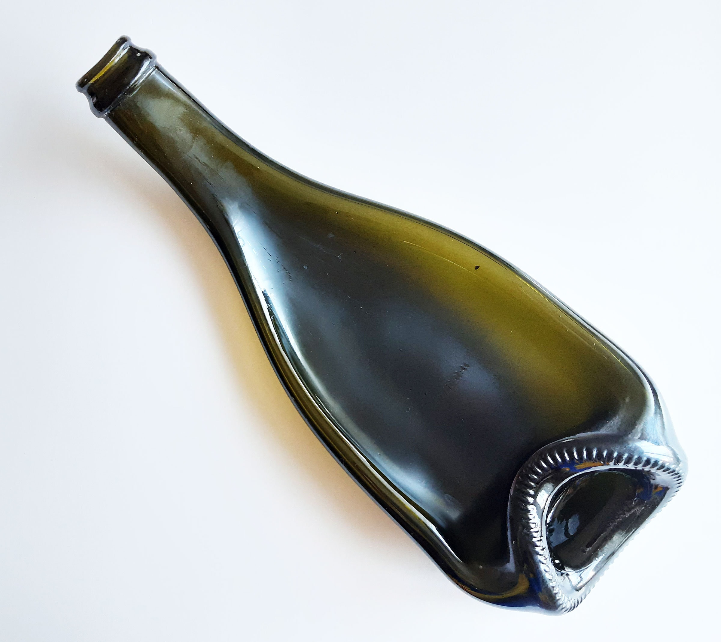 Brown-green Wine Bottle Art Fused Glass Melted Recycled Dish - Etsy ...