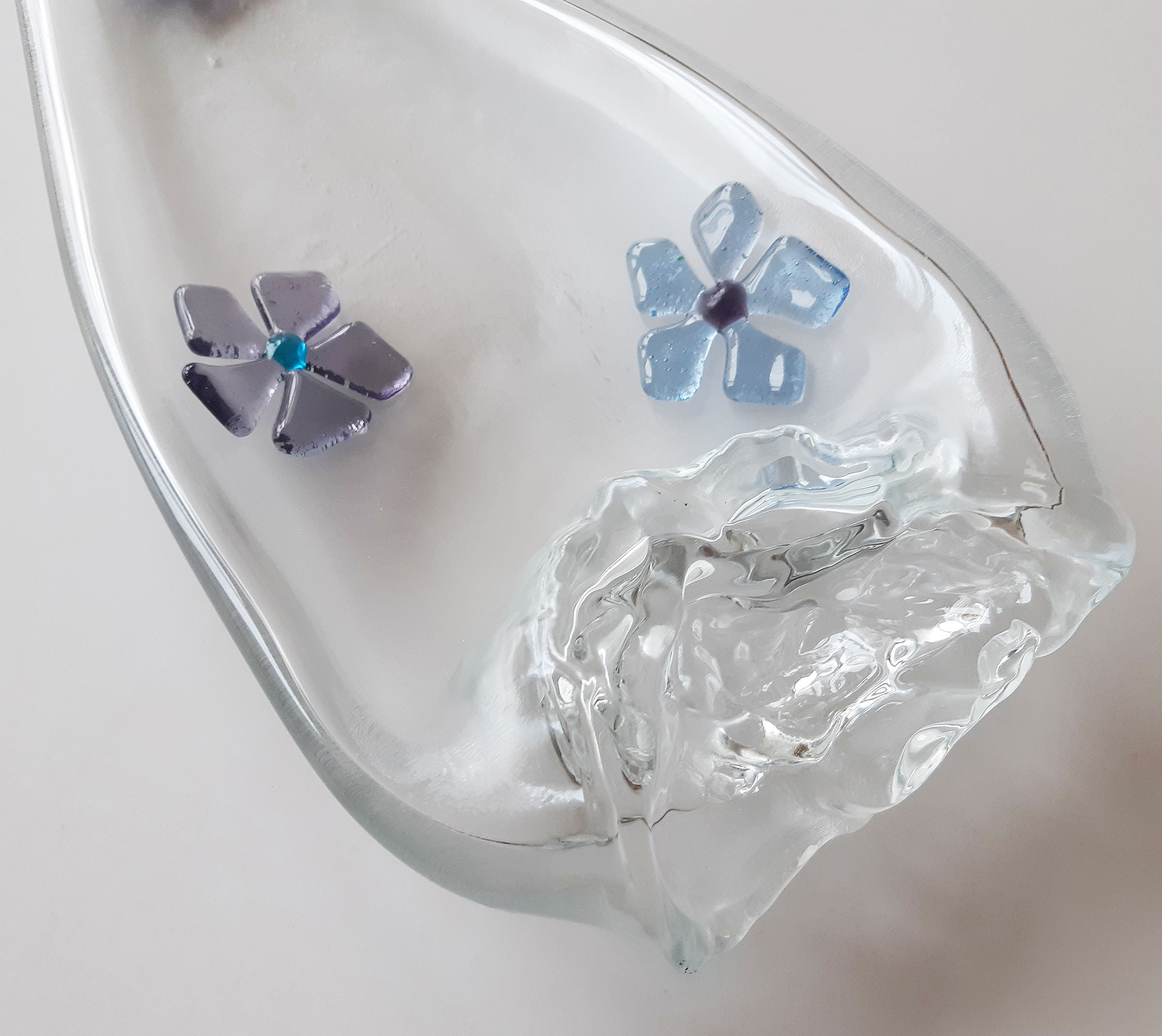 Botella de vino transparente derretida con flores Arte Vidrio - Etsy España