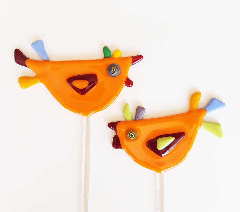 Fused Glass Easter Ornament Chick Glass Rod Colorful Bird Decoration ...