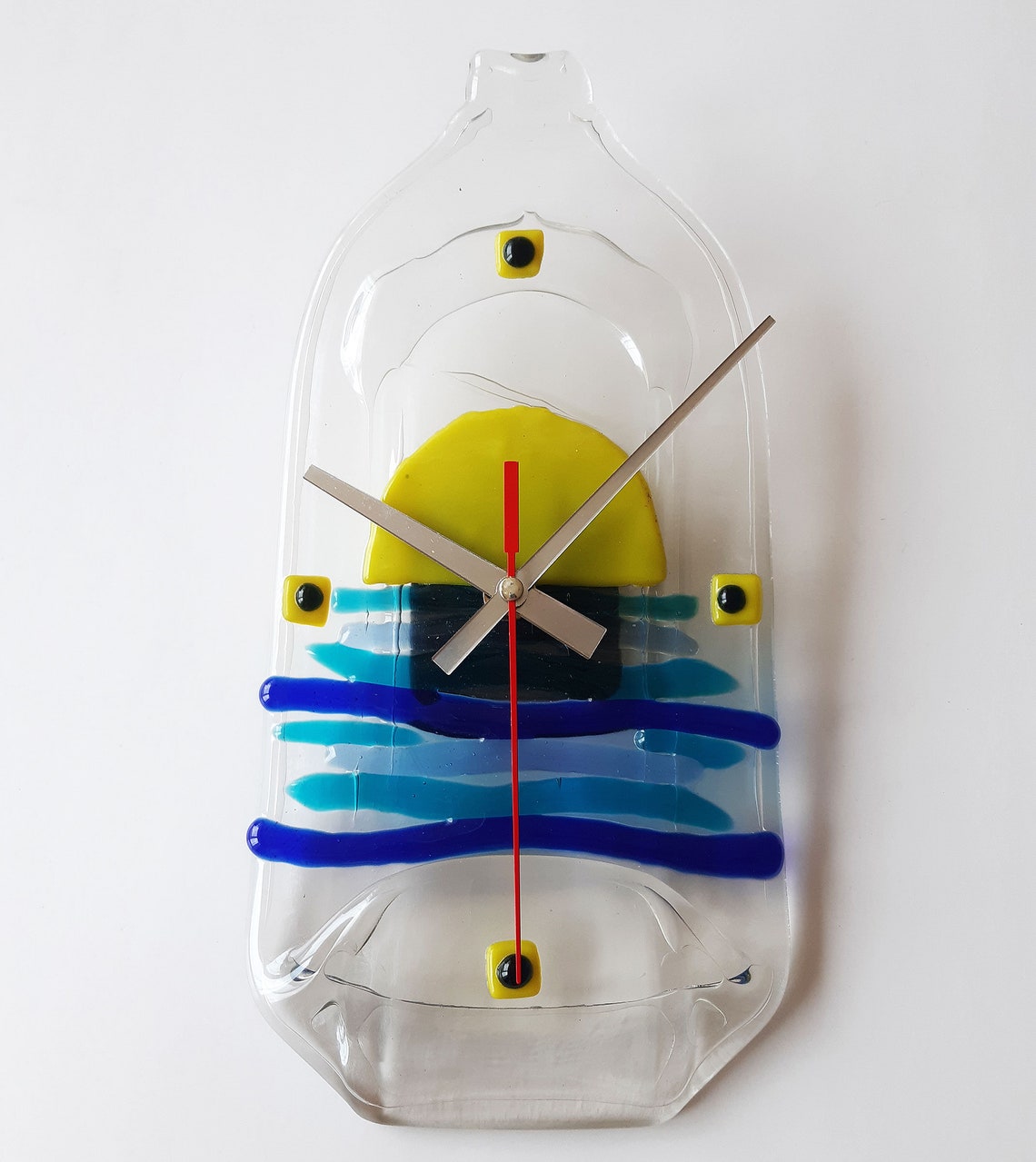 Wall Glass Clock Sea Sunrise Home Decor Fused Bottle Modern - Etsy
