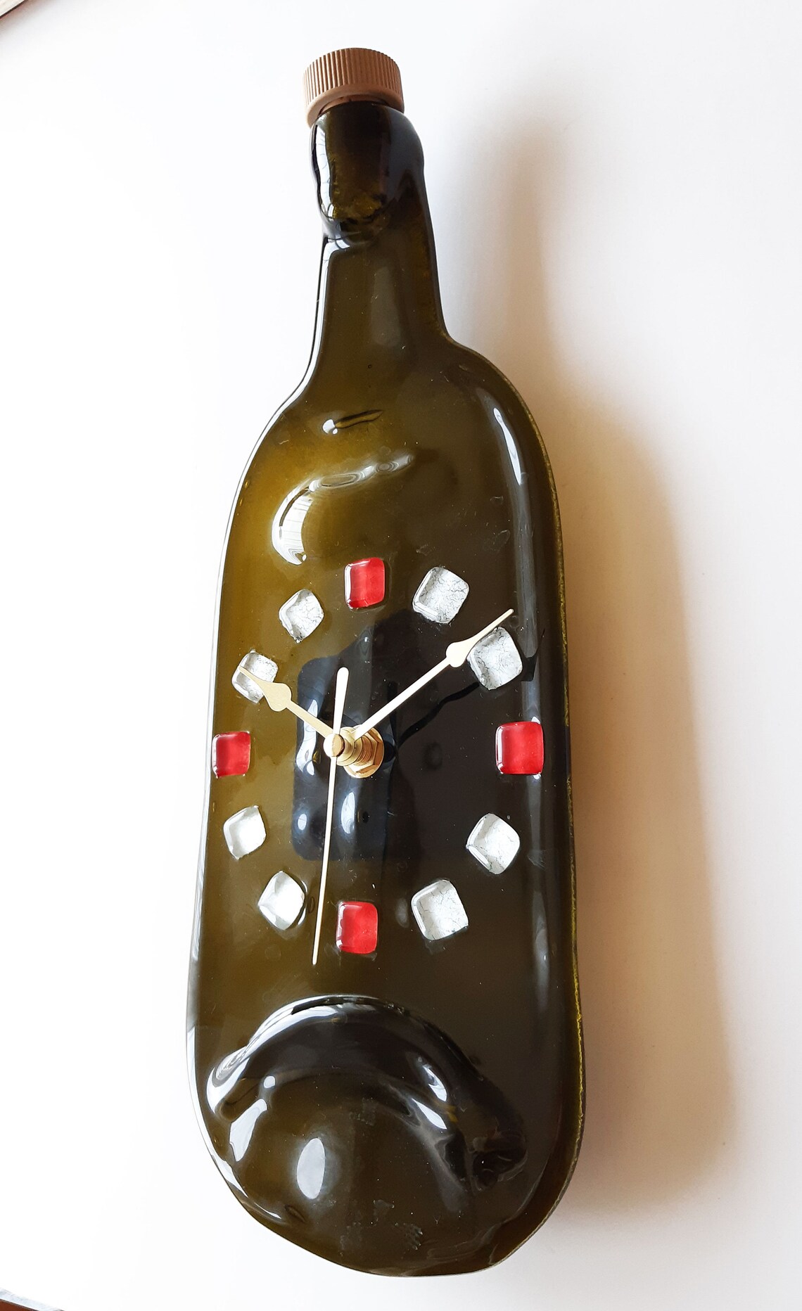 Wall Glass Clock Melted Brown Wine Bottle Home Decoration Modern Art ...
