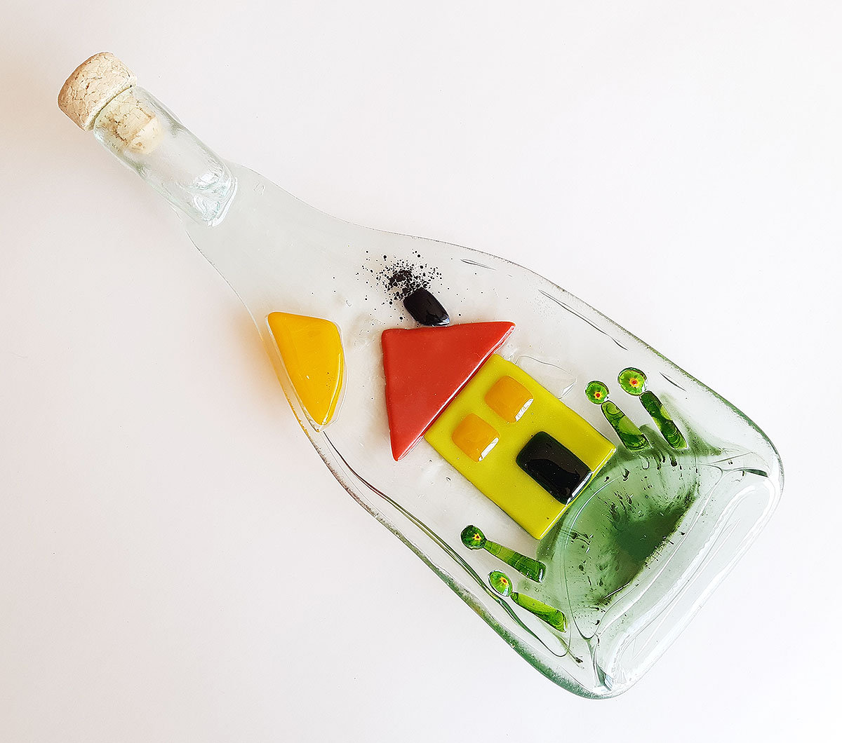 Wine Bottle Art Fused Glass Melted Recycled Dish Tray Spoon Rest Wall ...