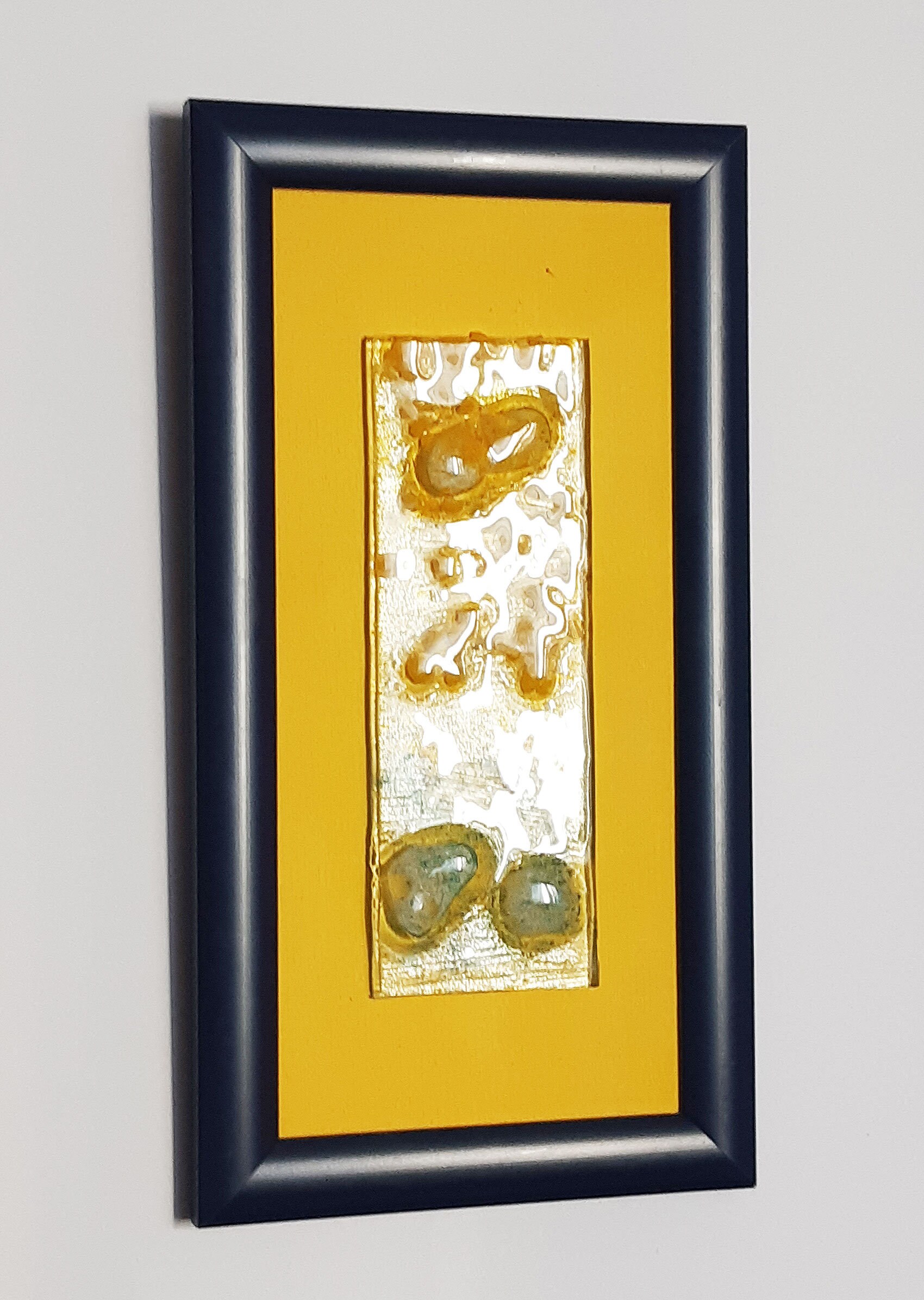 Framed Picture Fused Glass Wall Panel Glass Picture Seescape Dark Blue ...