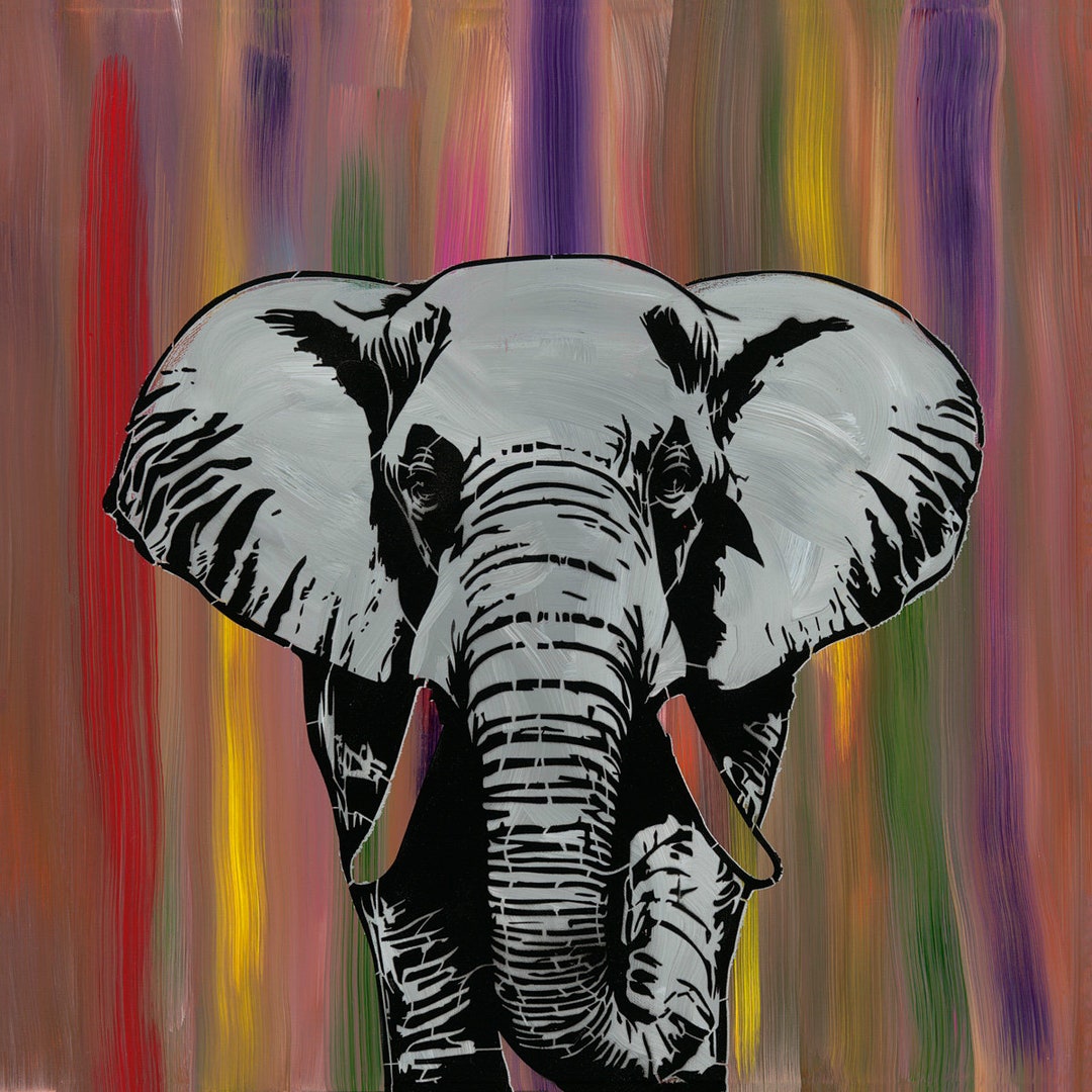 Original Acrylic Abstract Painting on Canvas - Wildlife Elephant - Etsy