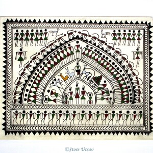 Pattachitra Painting Saura Festivity Theme on Tussar Silk With Paper ...