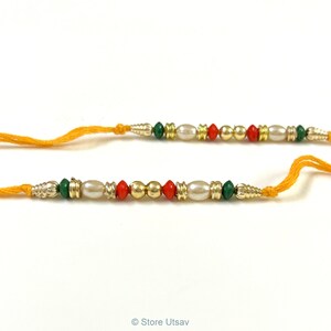 Thread Rakhi & Tika Mauli Rakhi Bracelet String Yellow Cotton Beaded ...