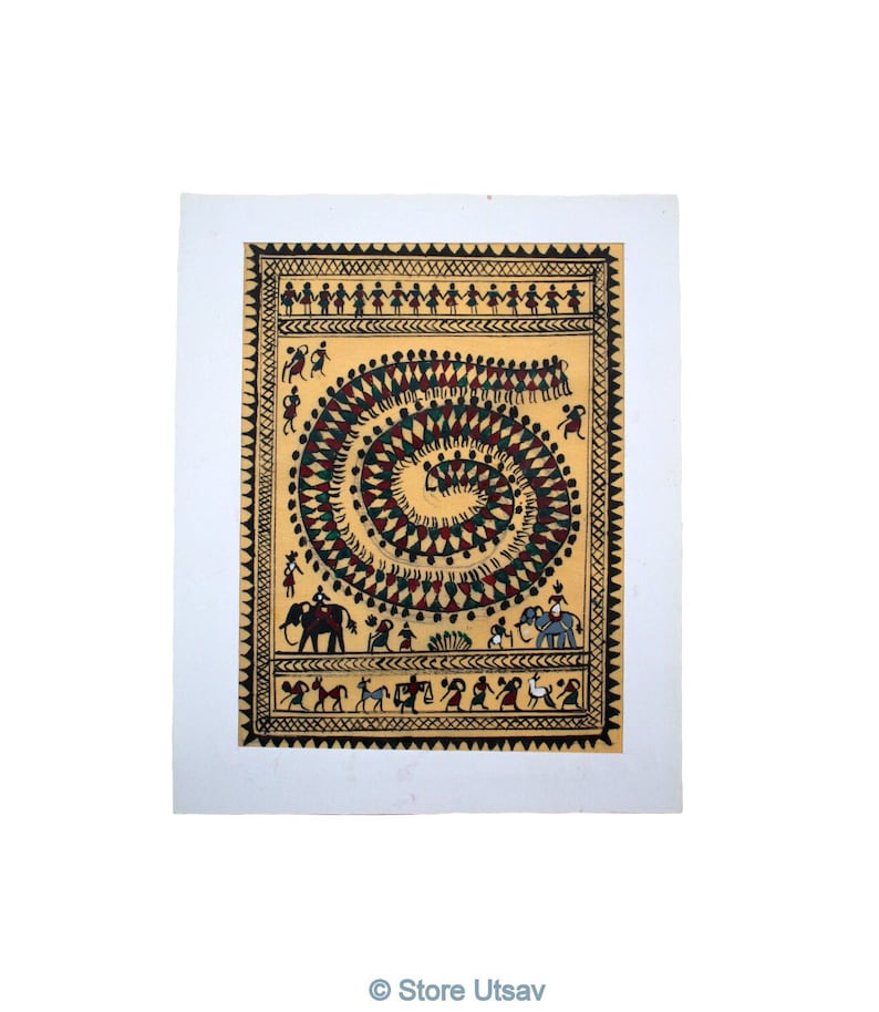 Pattachitra Painting Saura Spiral of Life Theme on Tussar Silk With ...