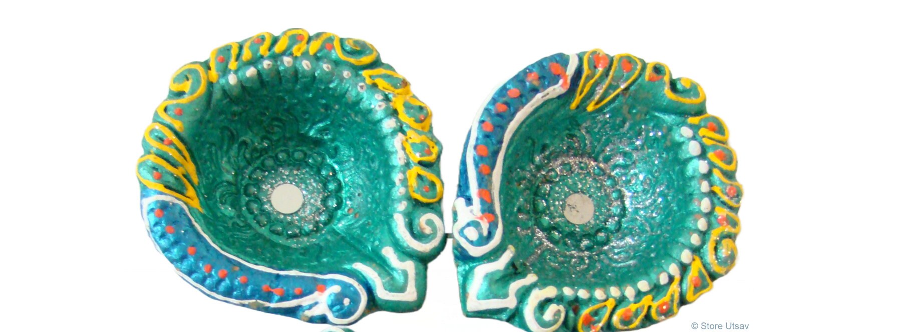 Buy Green Diya Terracotta Round Floral Medium Size, Tealight Candle ...