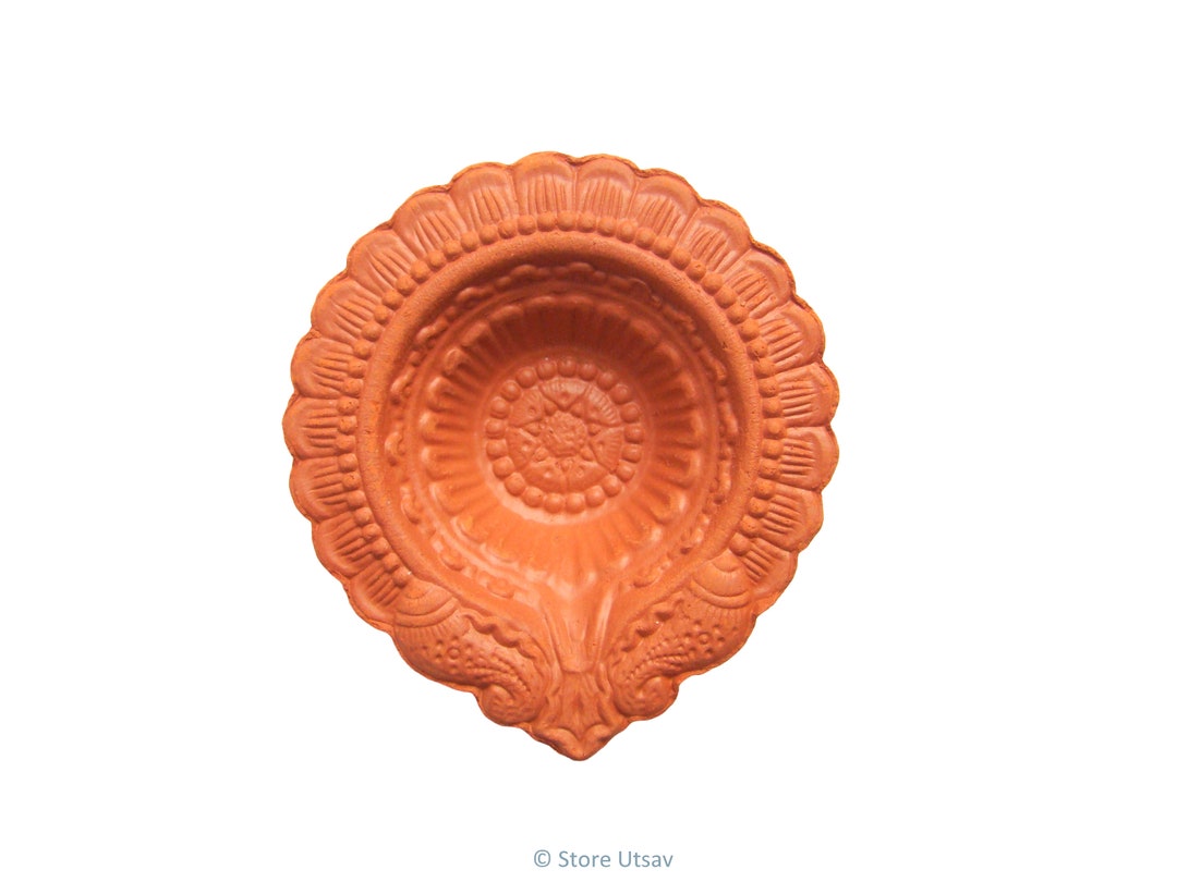 Floral Diya Clay Pot Unpainted (earthen Red Primer Coat), Terracotta ...