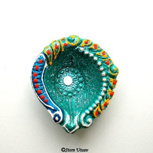 Buy Green Diya Terracotta Round Floral Medium Size, Tealight Candle ...