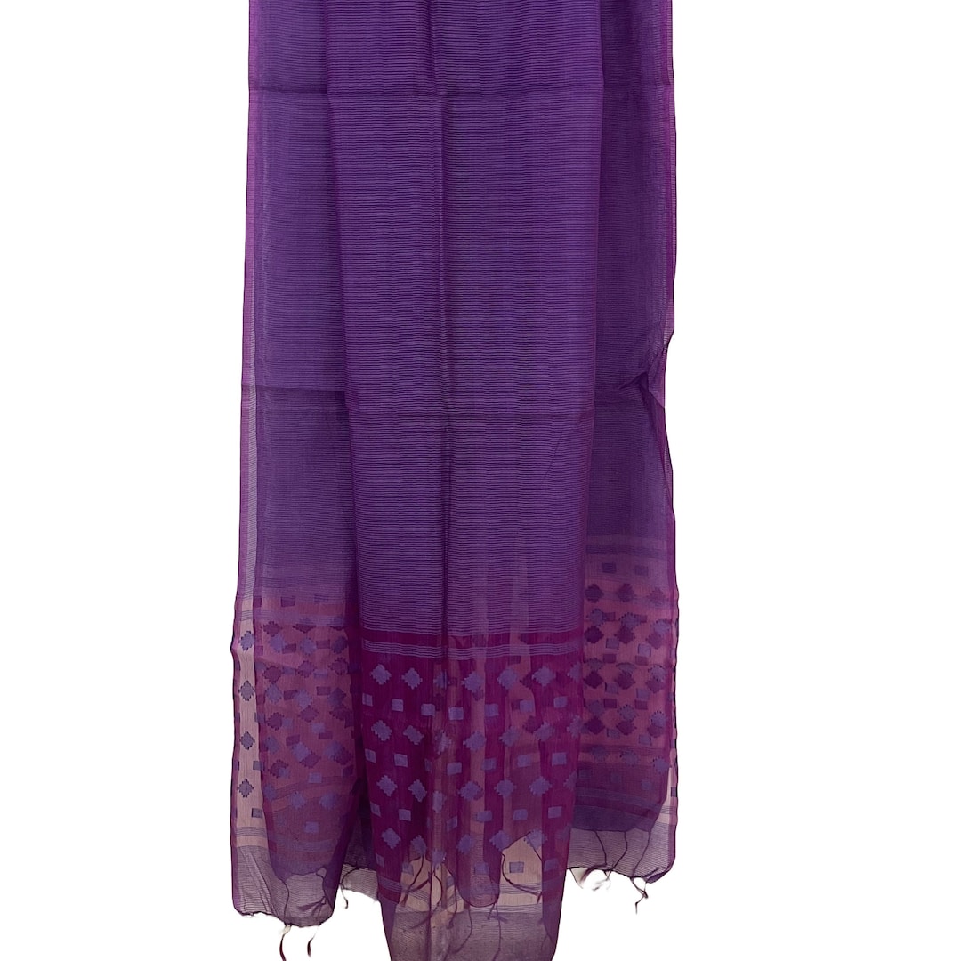 Purple Organic Cotton Silk Dupatta Handloom Indian Ethnic With ...