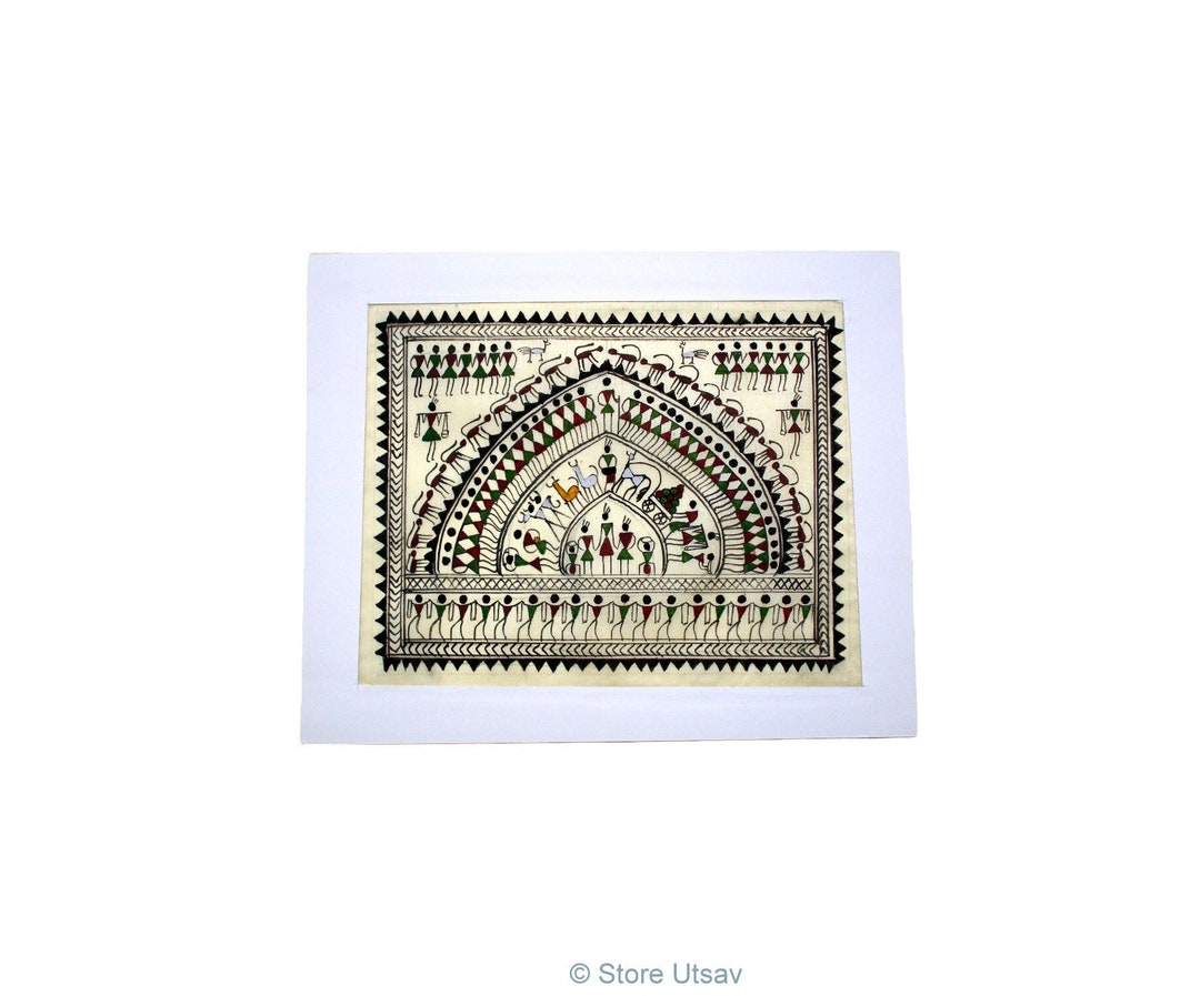 Pattachitra Painting Saura Festivity Theme on Tussar Silk With Paper ...