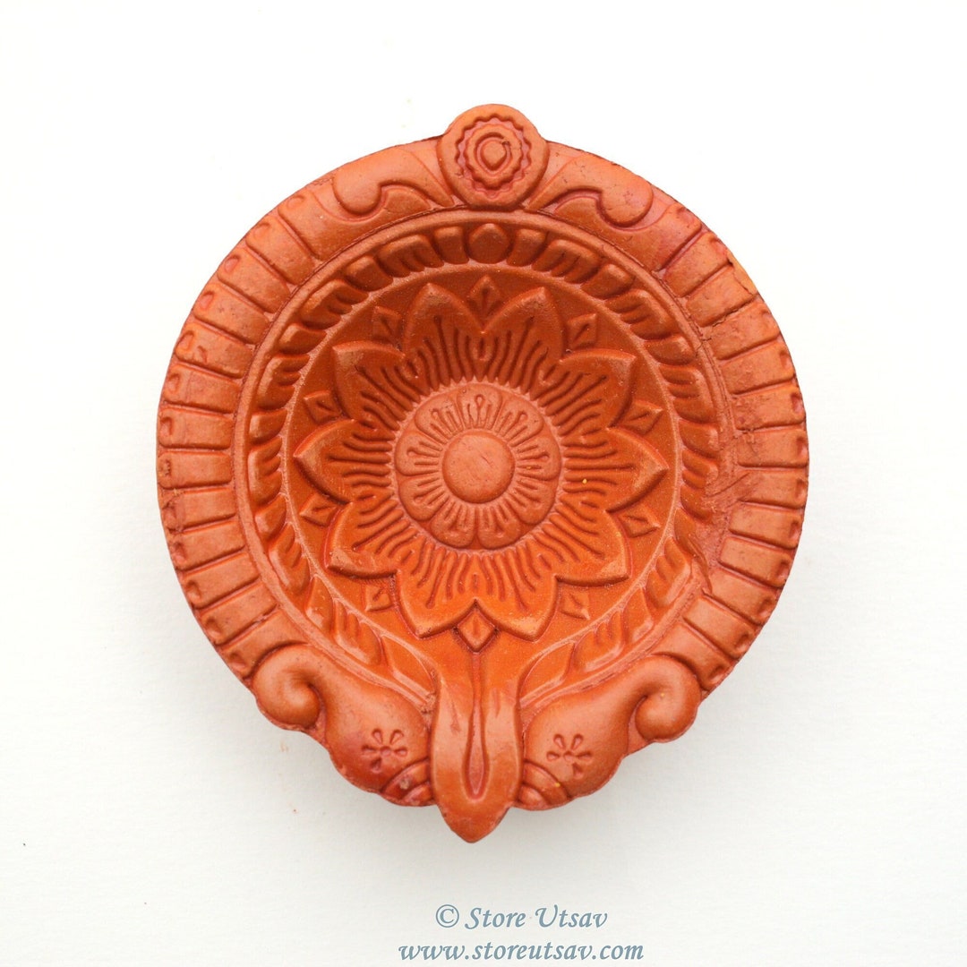 Floral Diya Terracotta Unpainted (earthen Red Primer), Festive Decor ...