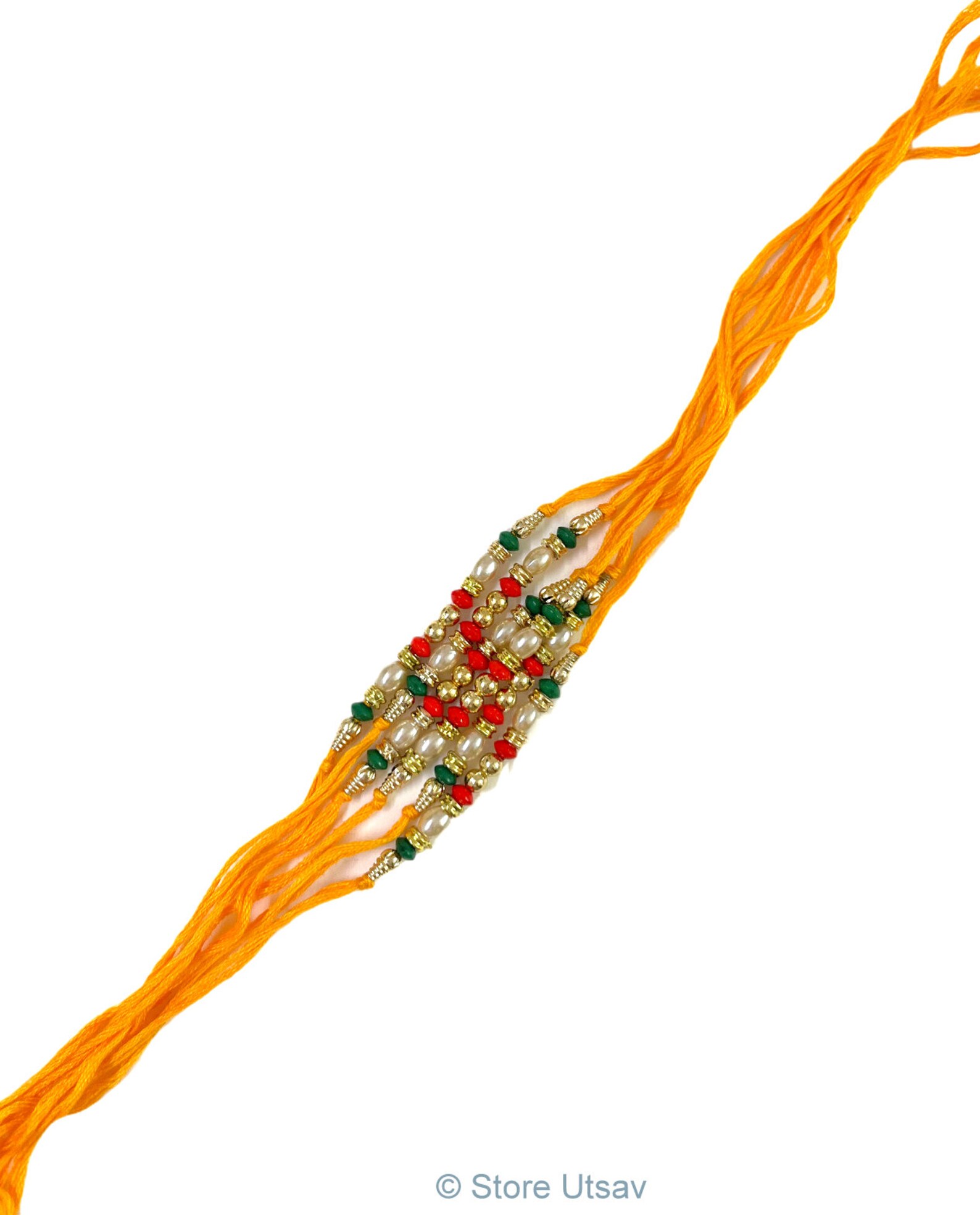 Thread Rakhi & Tika Mauli Rakhi Bracelet String Yellow Cotton Beaded ...