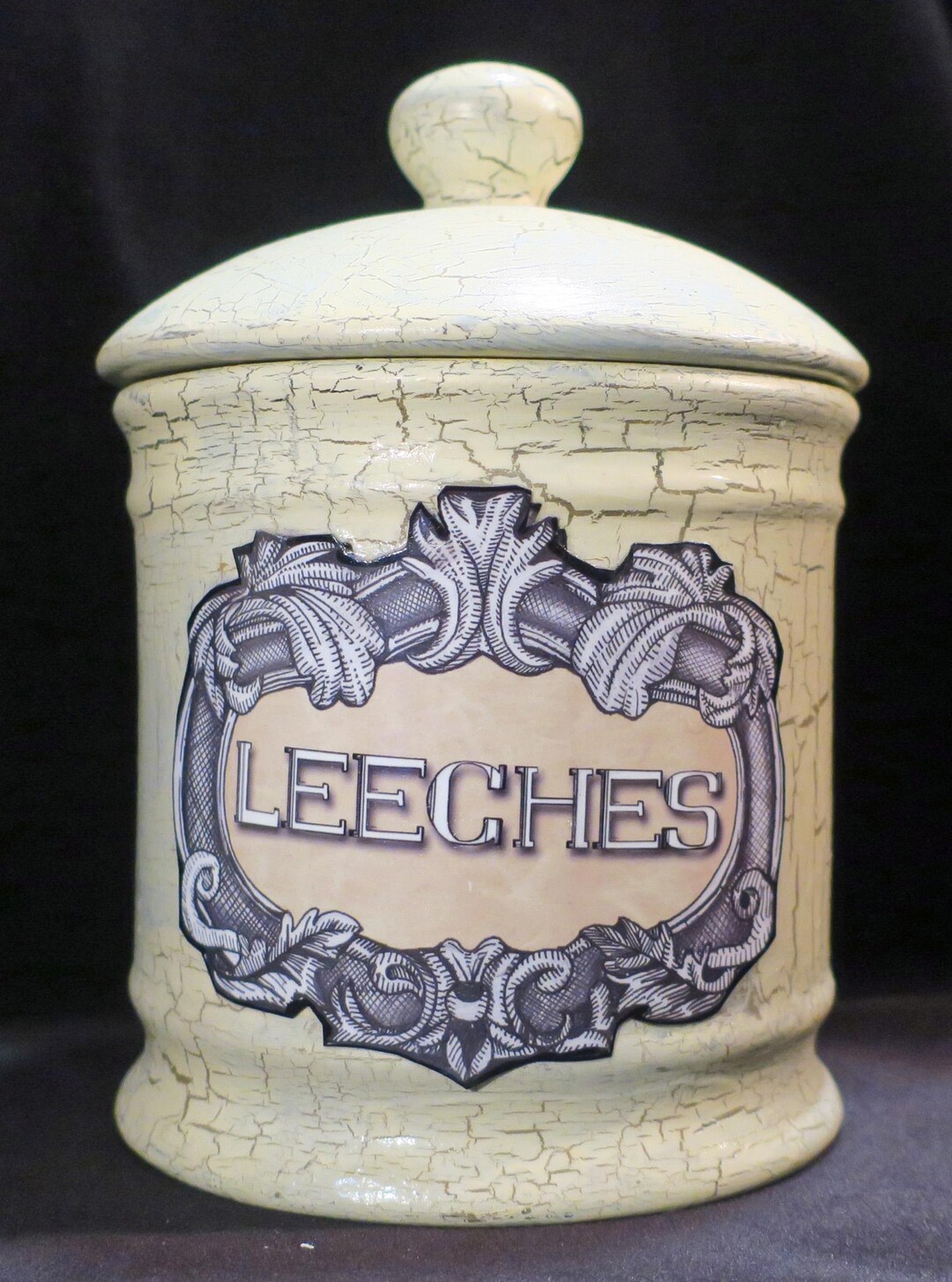 Leeches Canister / Pot / Pottery - Good for Washroom Storage or Would ...