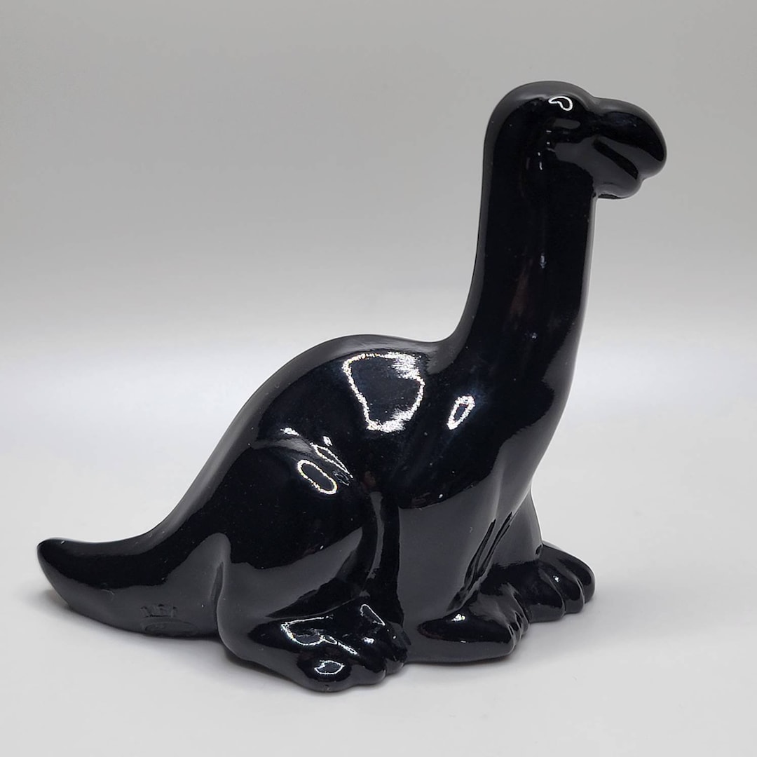 Fenton Glass BLACK Dinosaur Figurine - Etsy