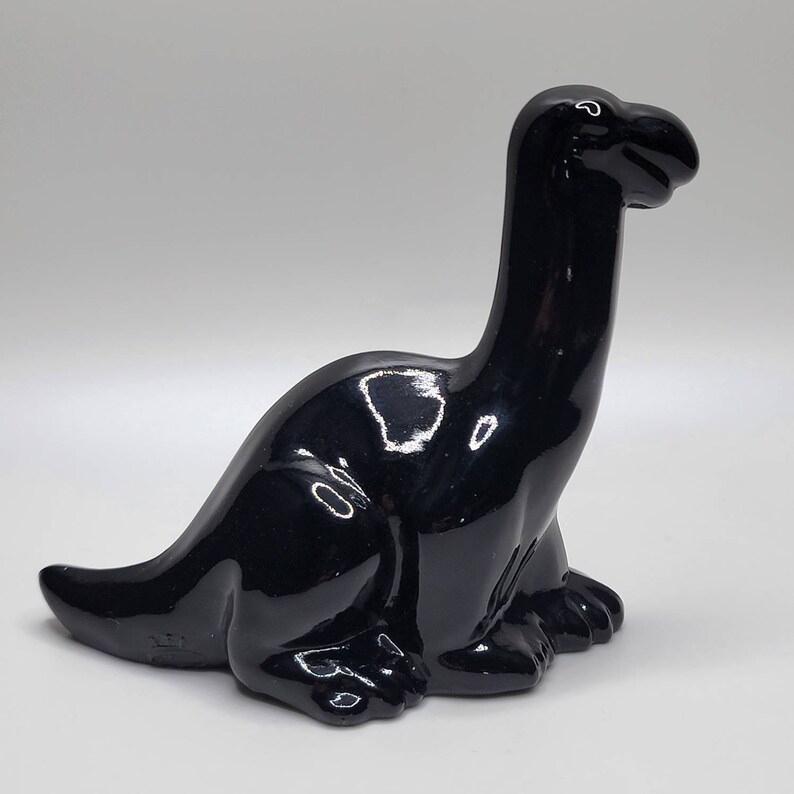 Fenton Glass BLACK Dinosaur Figurine - Etsy