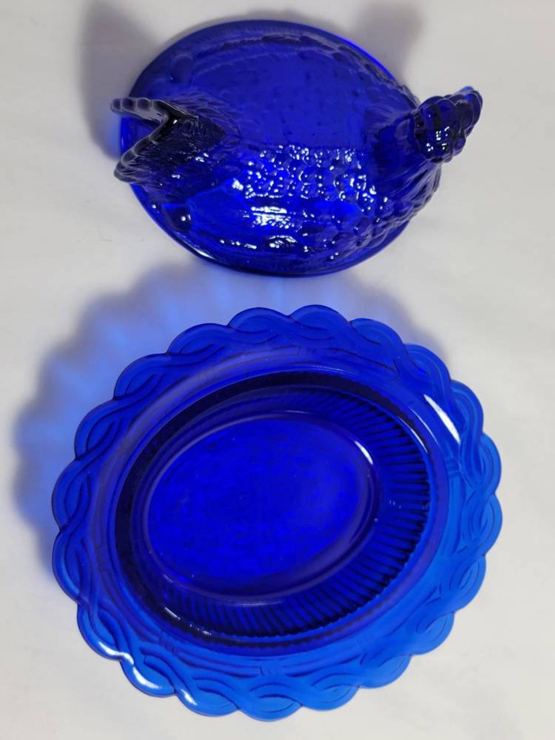 Mosser Glass Cobalt Blue Hen on Nest Dish Medium Size - Etsy
