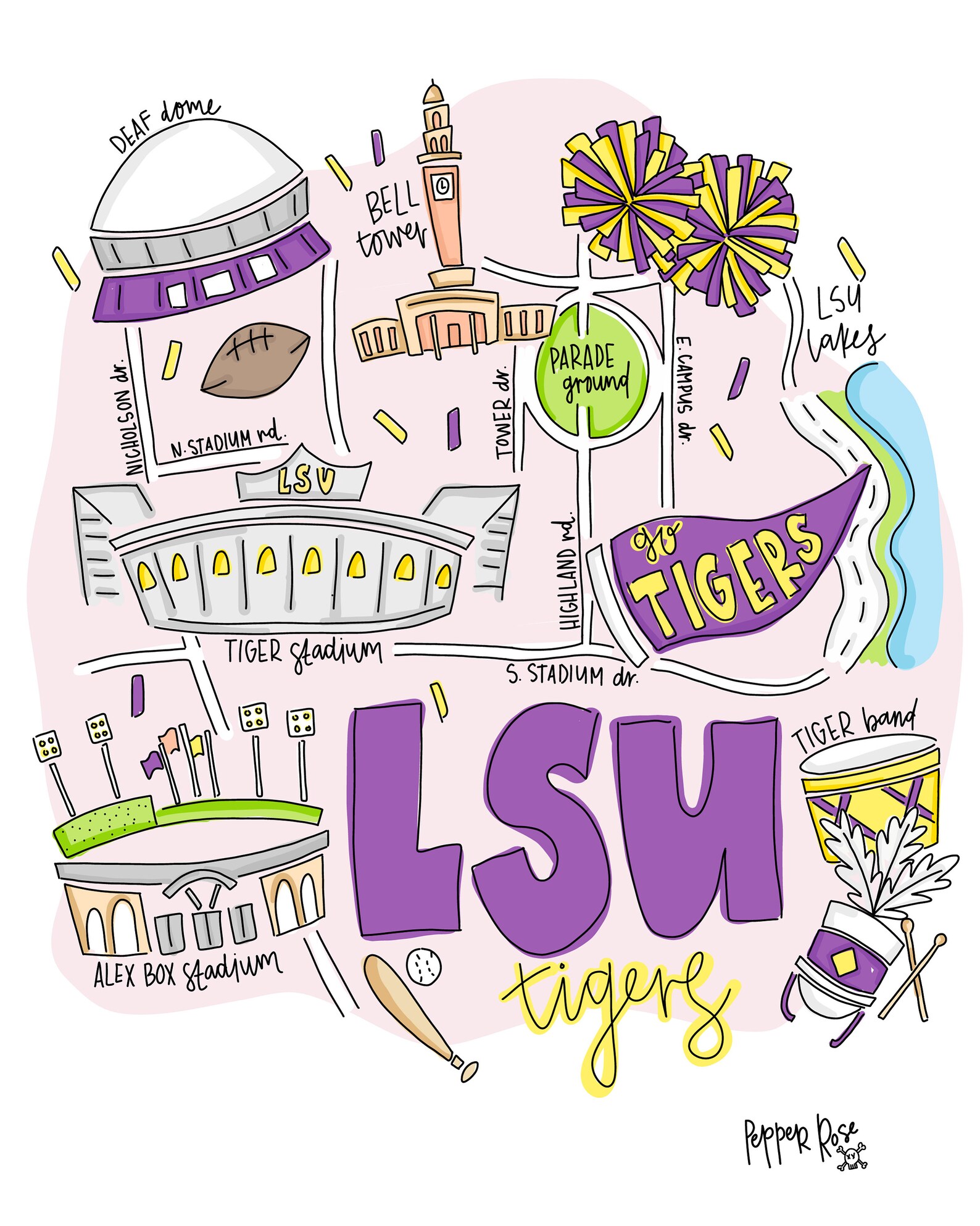 LSU Print 8x10 | Etsy