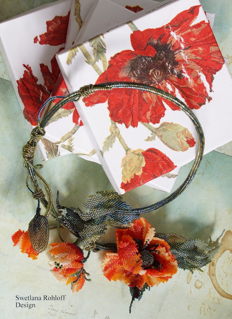 KIT: Materials and Instructions to Make an Orange Poppy Necklace - Etsy