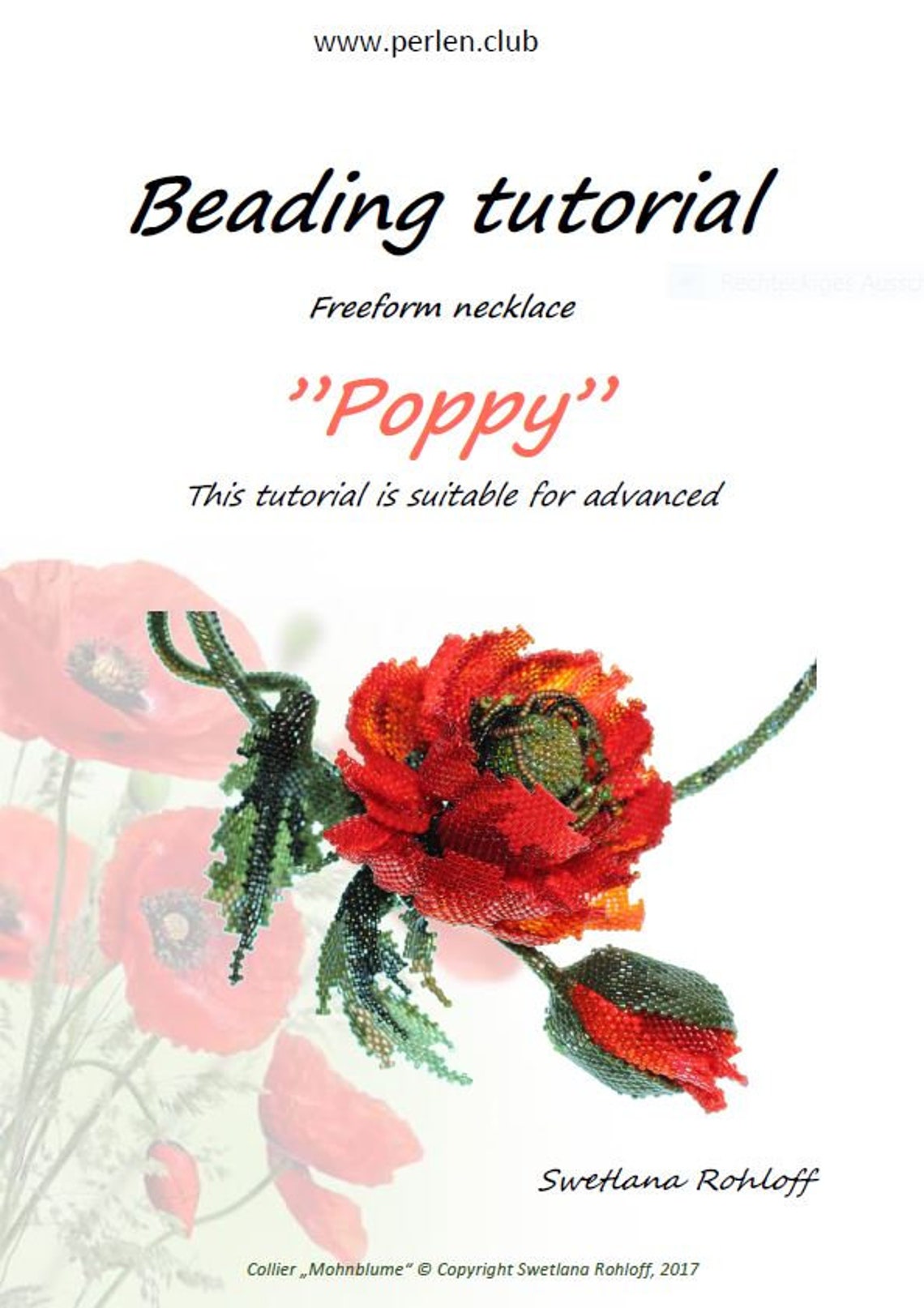 Red Poppy Necklace" Beading Tutorial PDF Instructions in English - Etsy