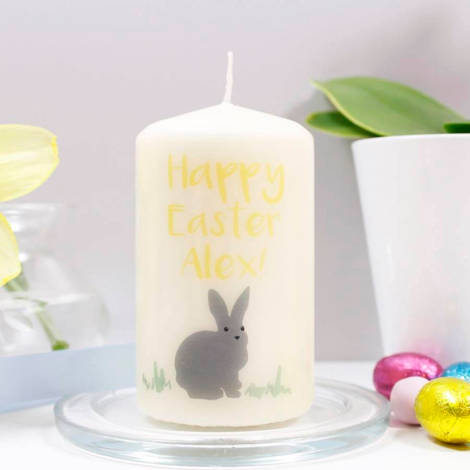 Happy Easter Candle - Easter Candle - Happy Easter Gift - Bunny Rabbit ...