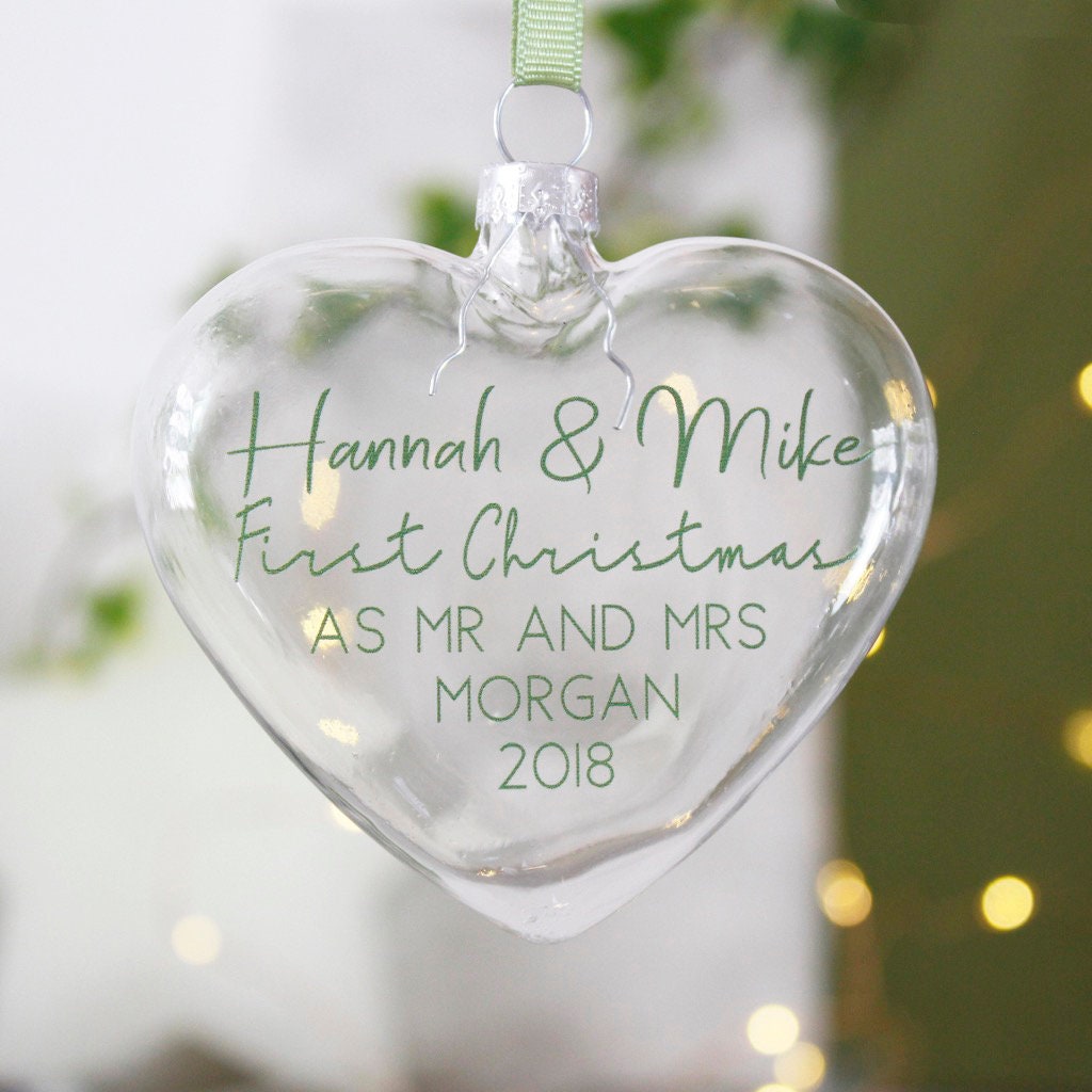 First Married Christmas Glass Bauble Mr & Mrs Bauble - Etsy UK