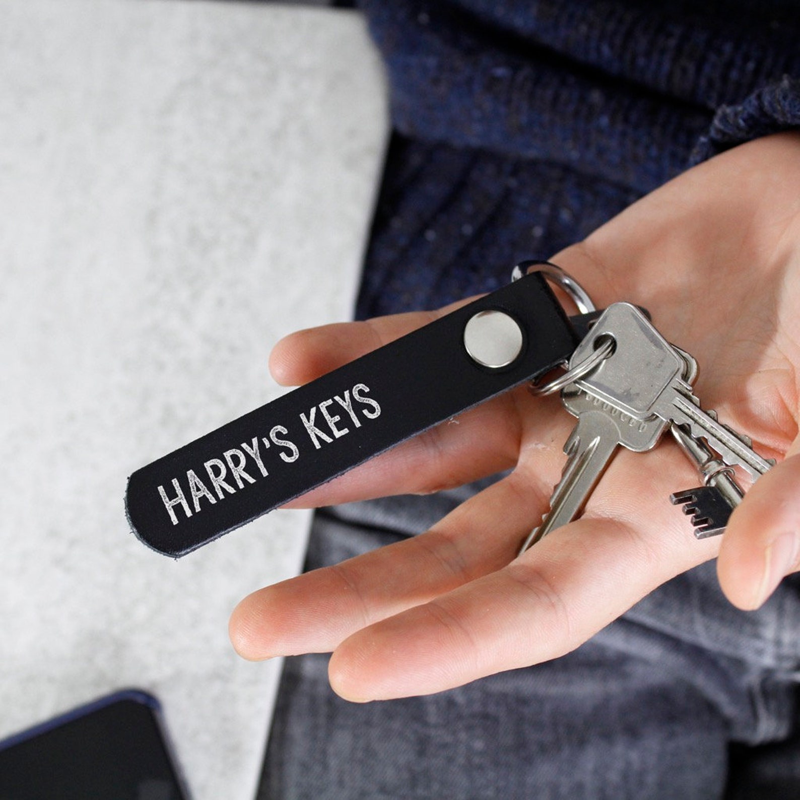 Leather Personalised Keyring For Him Personalised Keyring | Etsy