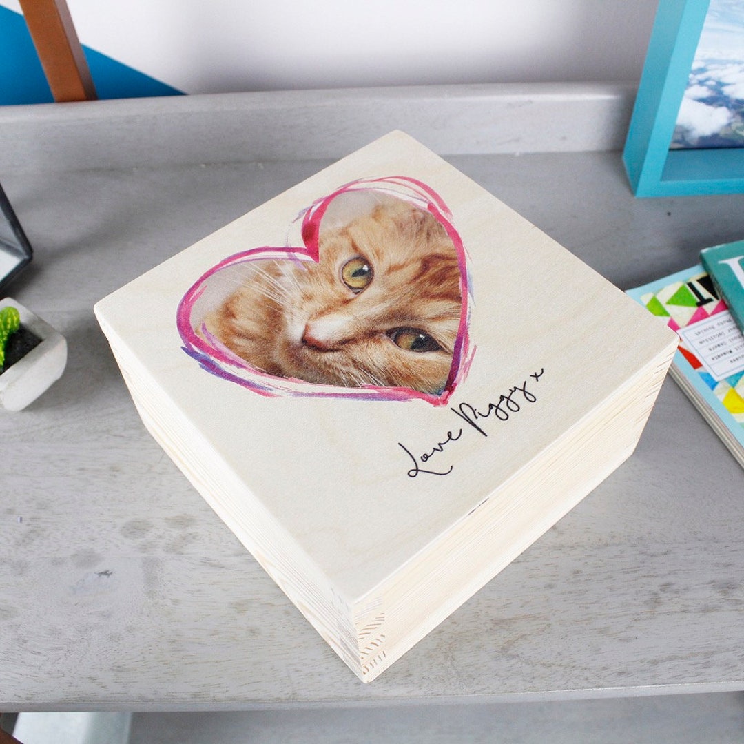 Pet Wooden Keepsake Box - Pet Memory Keepsake Box - Photo Pet Box - Pet ...