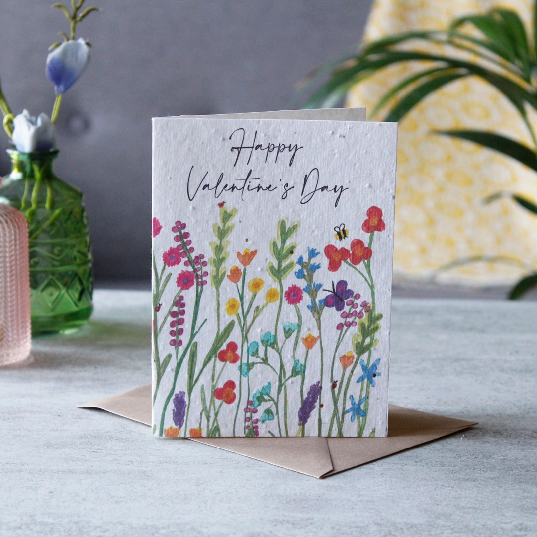 Happy Valentine's Day Plantable Seed Card - Plantable Wildflower Gift ...