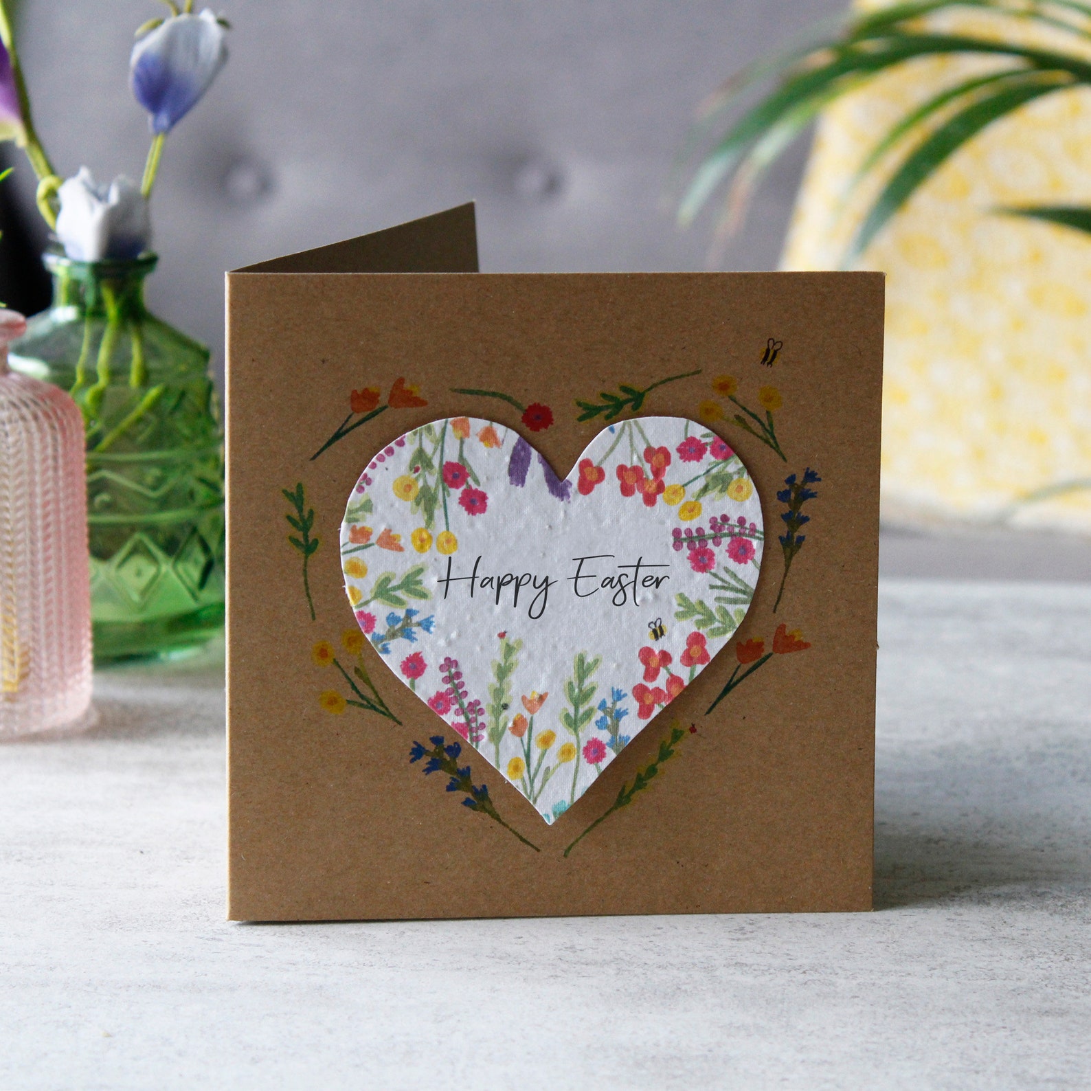 Happy Easter Card and Seed Heart - Card and Gift in One - Wildflower ...