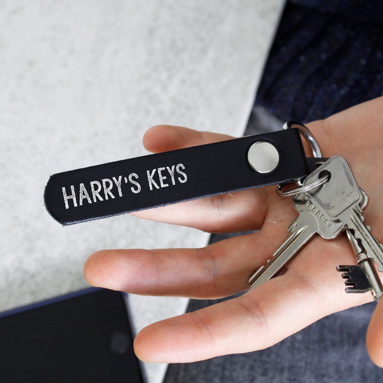 Leather Personalised Keyring For Him Personalised Keyring | Etsy