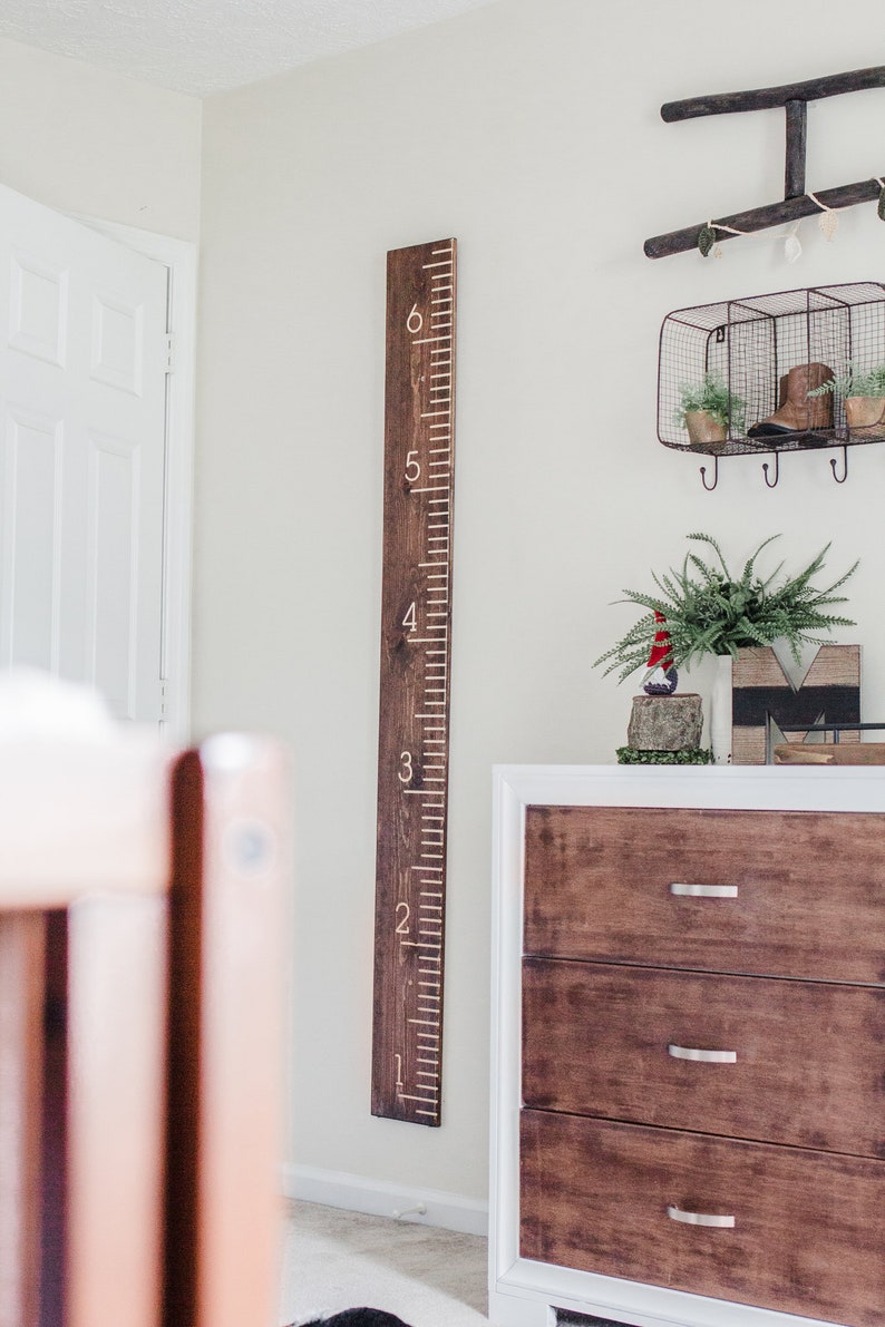 Walnut Modern Farmhouse Wooden Ruler Grown Chart - Height Chart –baby ...