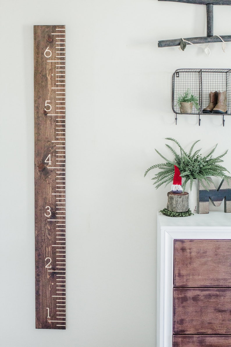 Walnut Modern Farmhouse Wooden Ruler Grown Chart - Height Chart –baby ...